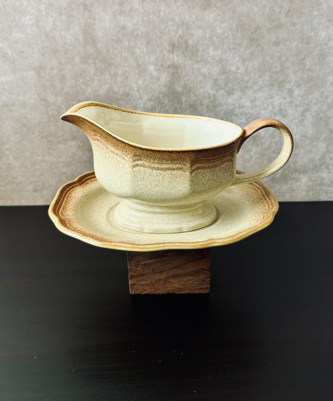 Mikasa Gravy Boat With Underplate Whole Wheat E8000 Vintage MCM Mid ...