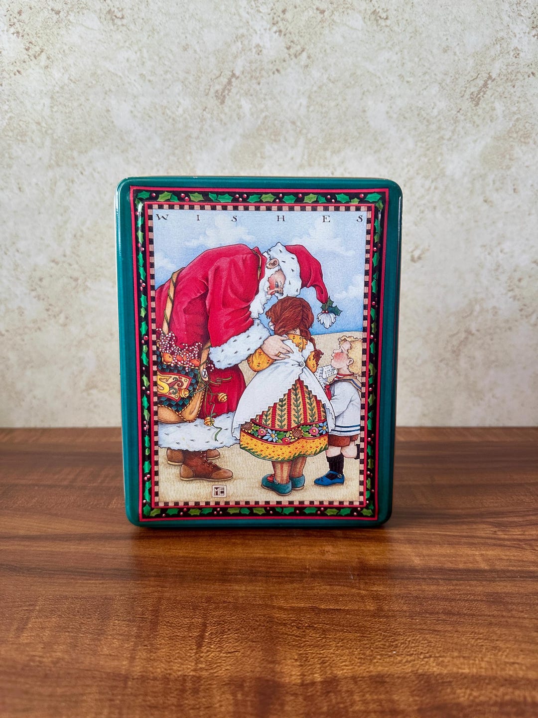 Mary Engelbreit Christmas Wishes Santa Tin; Vintage; Vtg; Saint ...