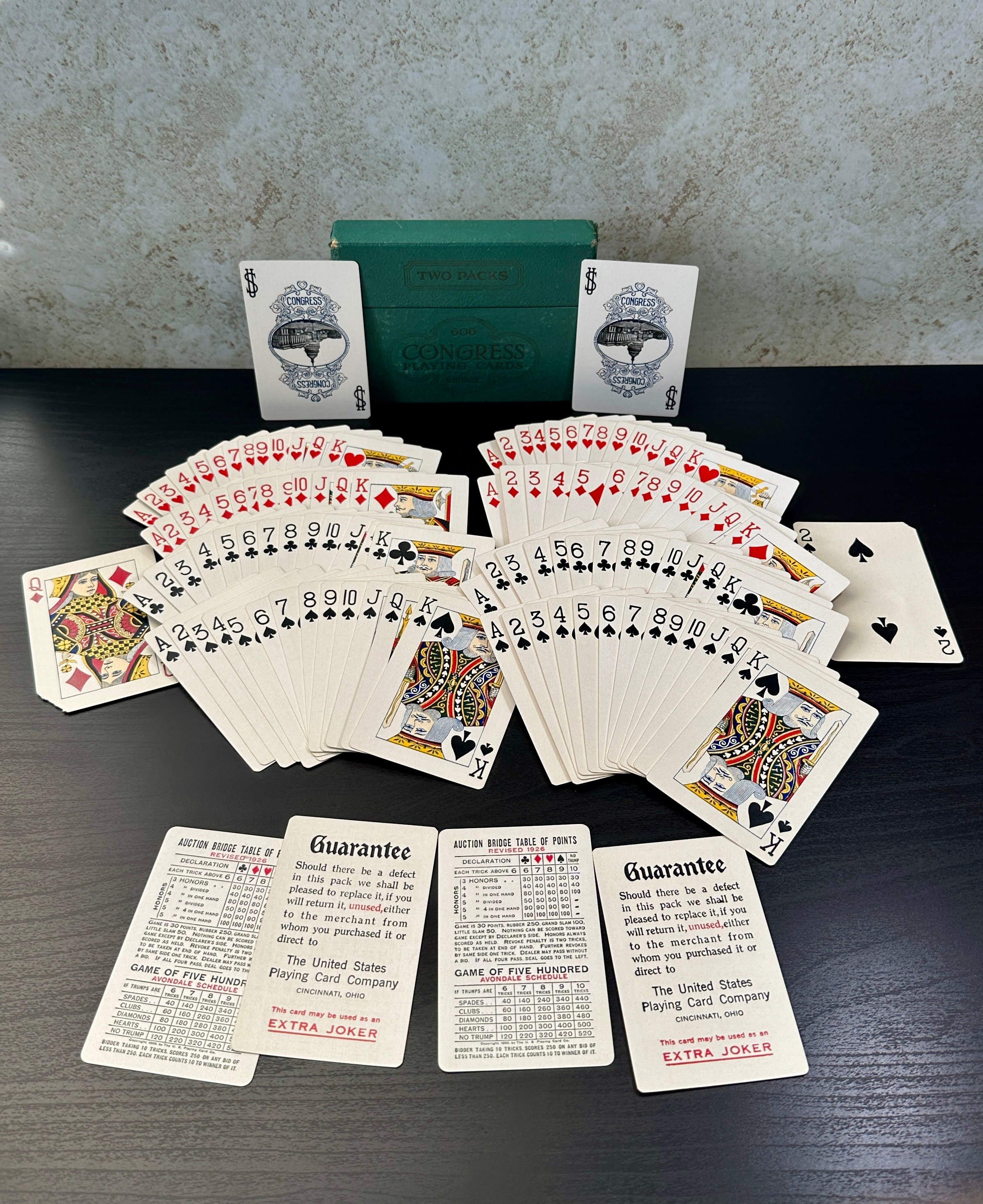 1920s Congress Playing Cards Two Deck Bridge Set Antique Vintage Vtg Retro Vintage Games Retro ...
