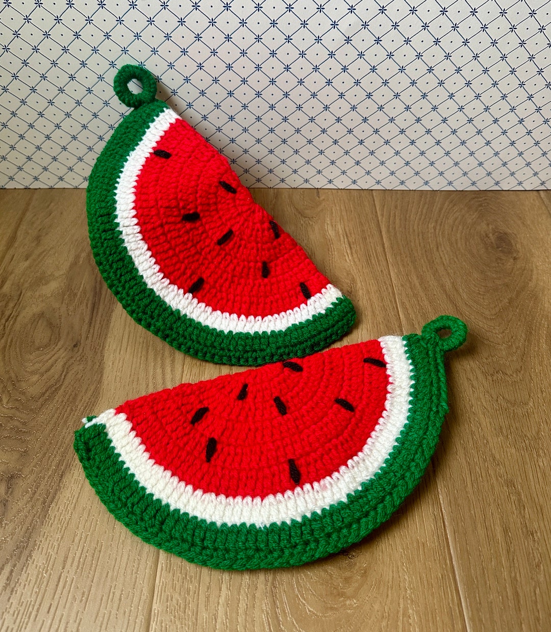 Vintage Watermelon Pot Holders Handmade Vtg Fruit Pot Holders Unique ...