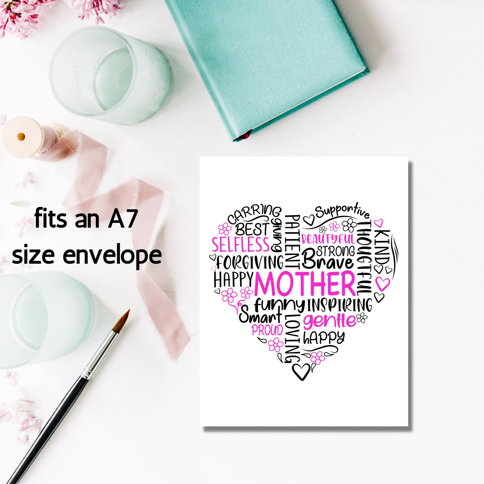 Heart Mother's Day Card - Printable Mother's Day Card - Word Art Mother ...