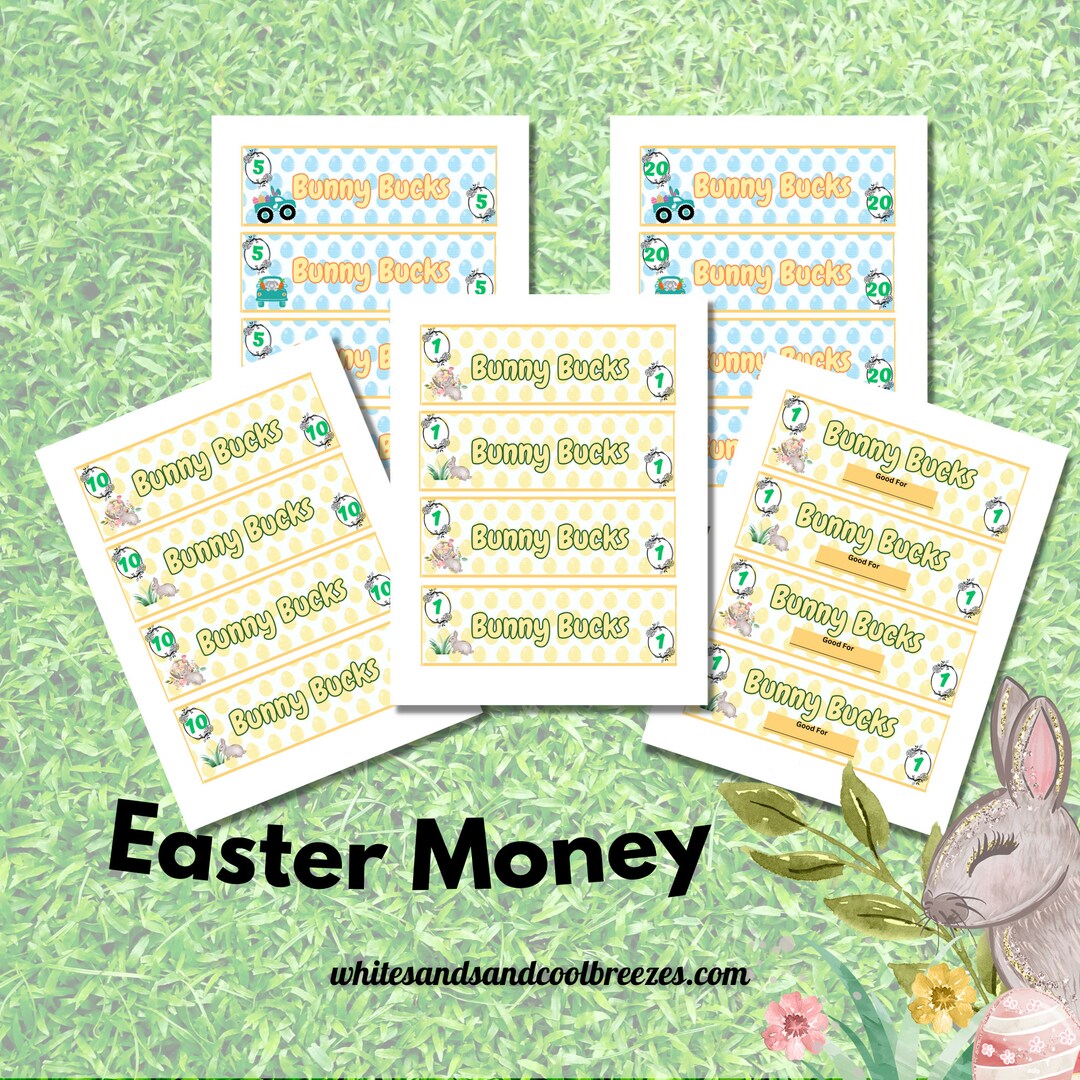 Easter Money - Kids Easter Egg Stuffers - Egg Filler - Bunny Bucks ...
