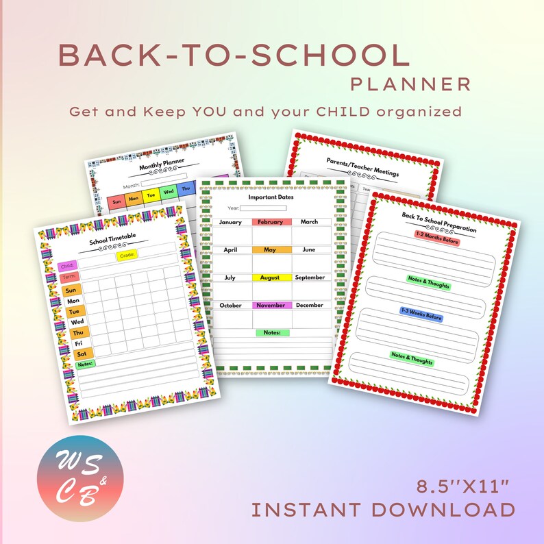 Back to School Planner Pages Back to School Planner Pdf Printable ...