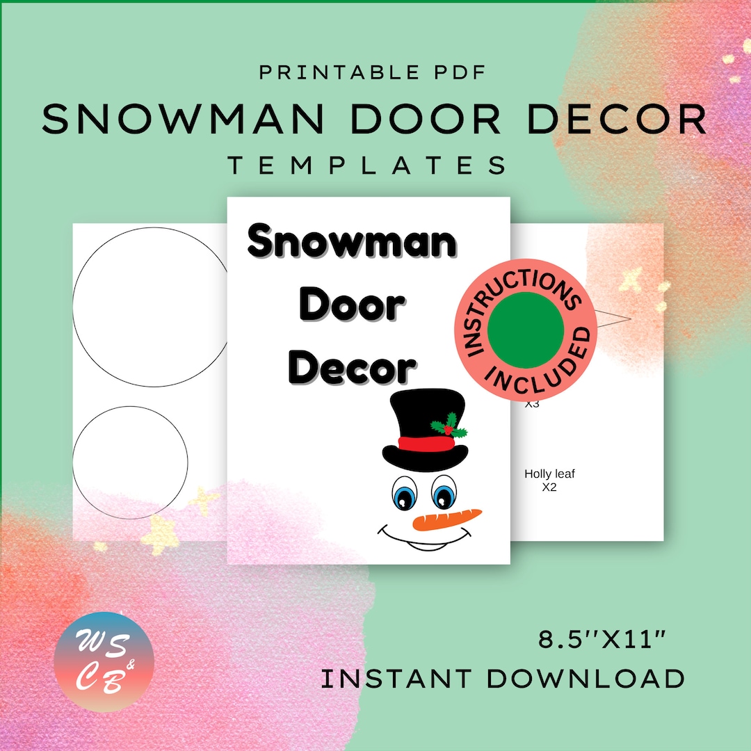Snowman Printable Winter Door Decoration Holiday Door Decoration ...