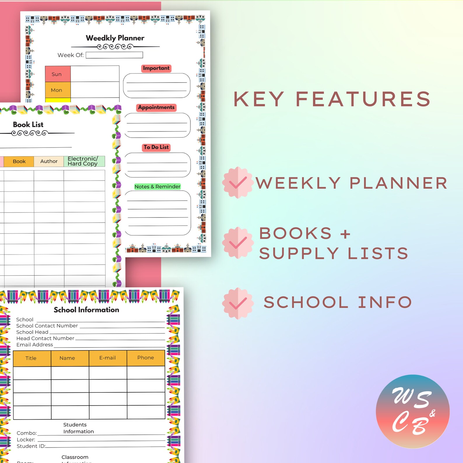 Back to School Planner Pages Back to School Planner Pdf Printable ...