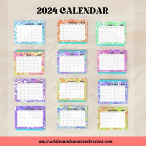 2024 Calendar Printable Year Colorful 2024 Wall Calendar 2024 Calendar ...