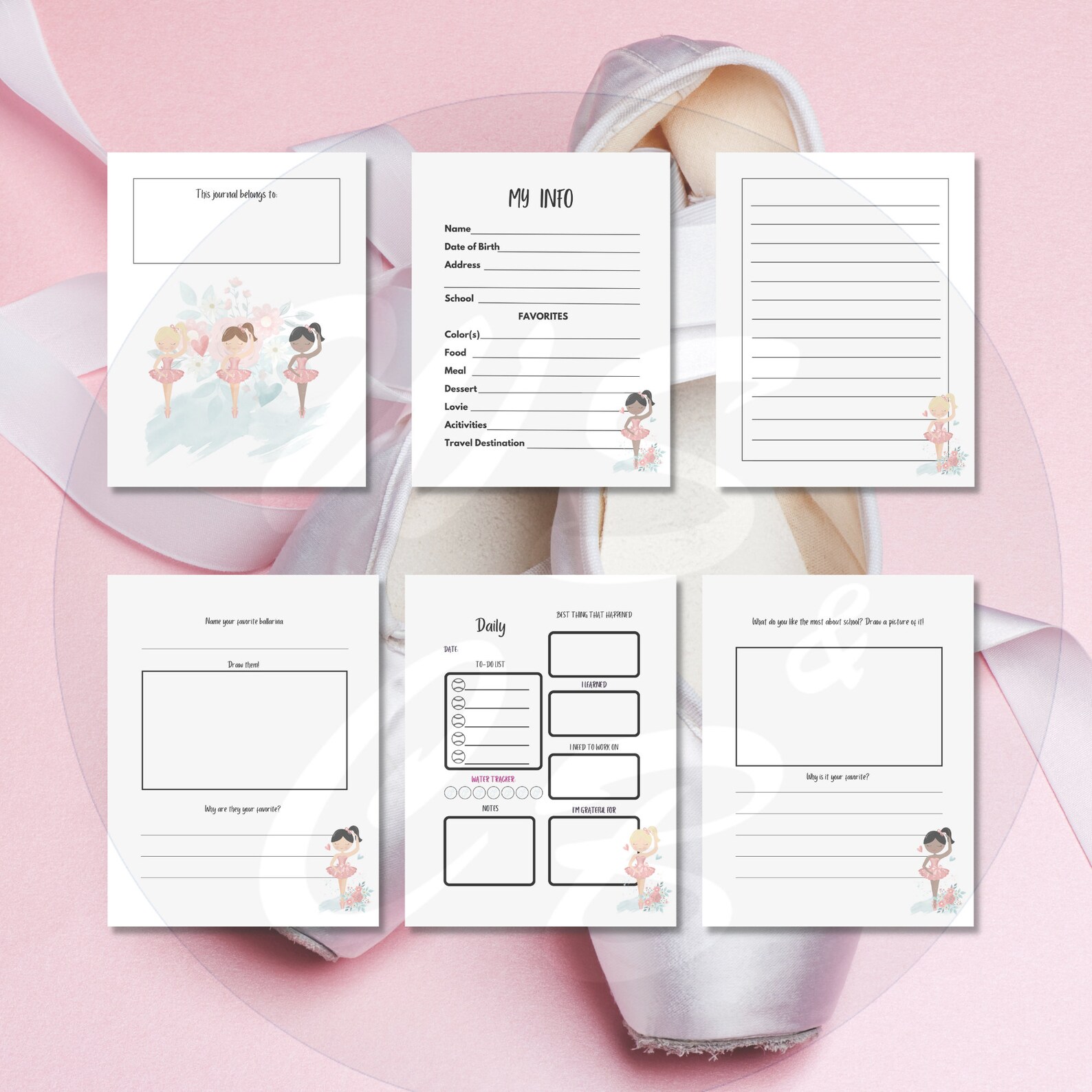 Ballet Printable - Printable Kids Daily Journal - Girls Journal - Dance ...