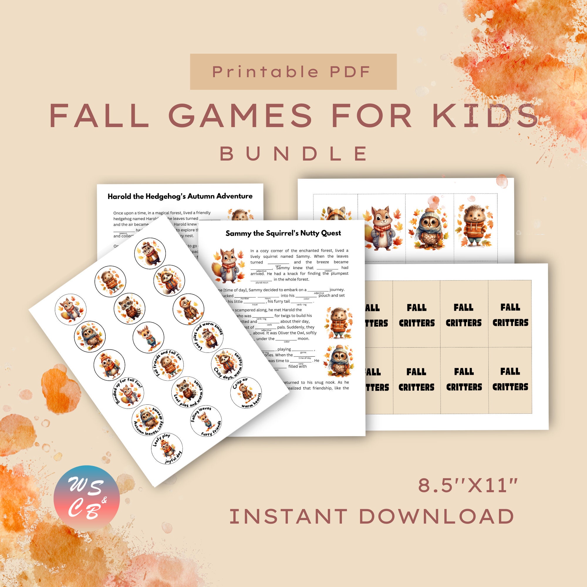 Fall Games for Kids Mad Libs Printable Fall Games Bundle Fall Games ...