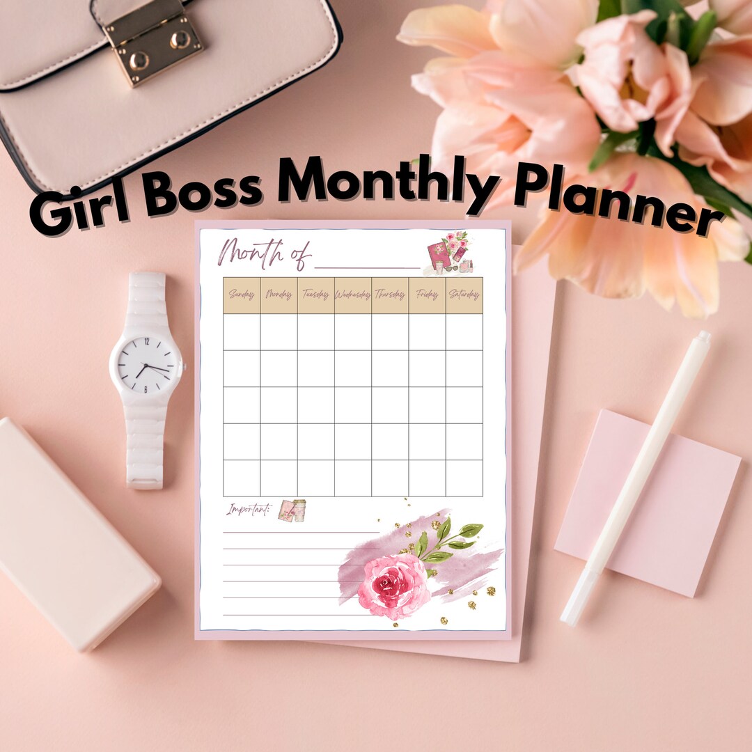 Girl Boss Planner Printable - Girl Boss Monthly Planner - Girl Boss ...
