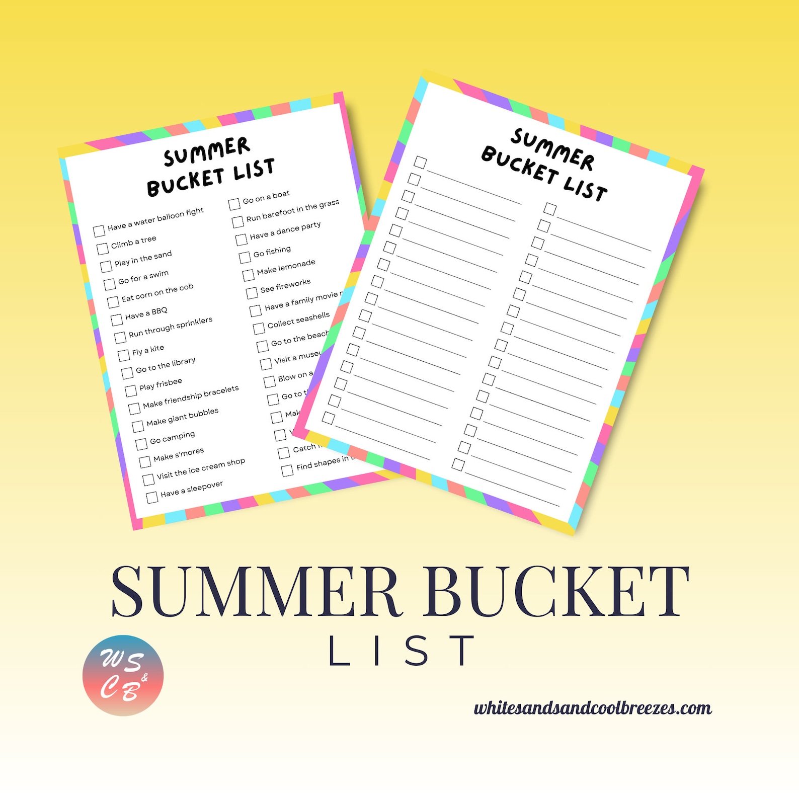 Summer Bucket List Printable Summer Bucket List Summer Activities for ...