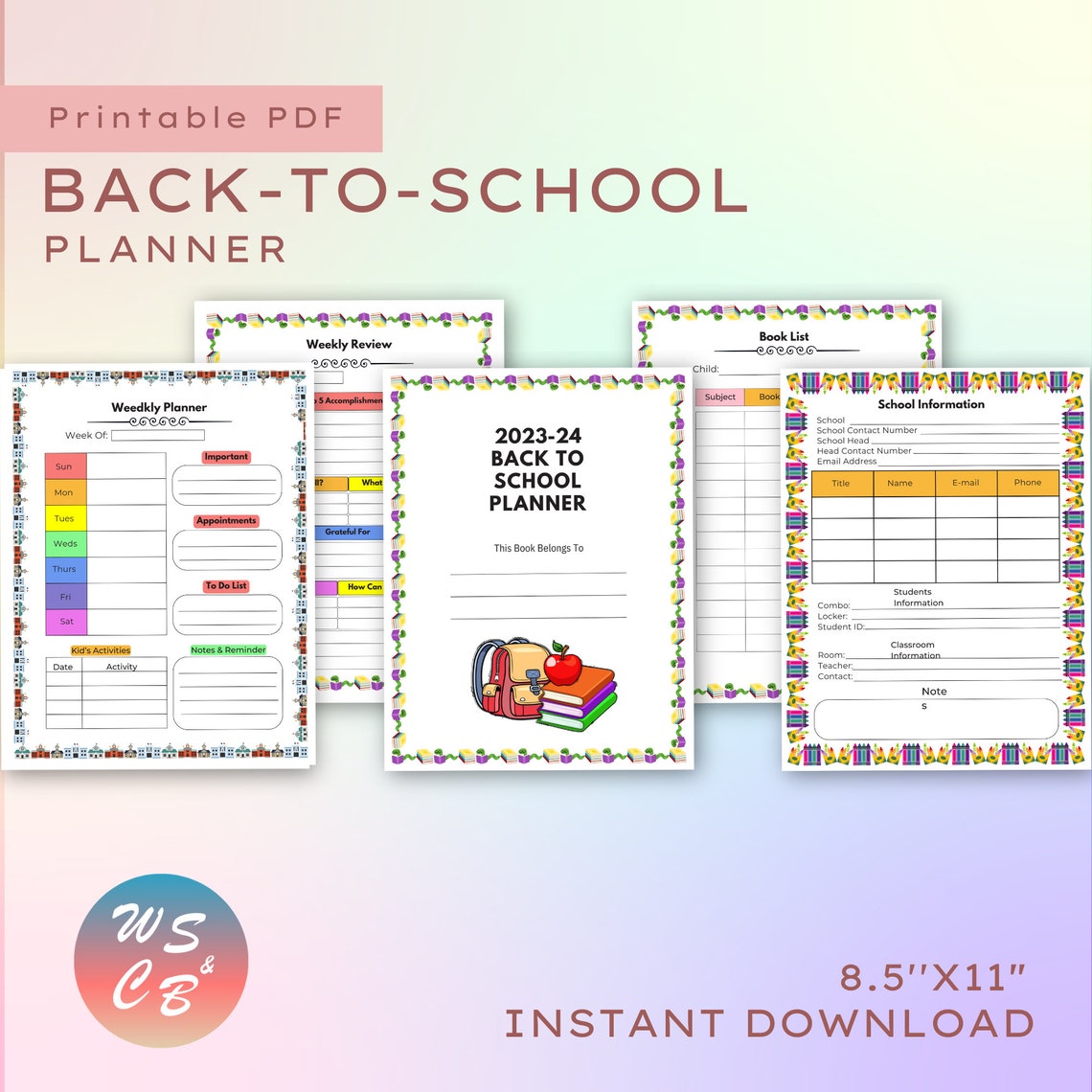 Back to School Planner Pages Back to School Planner Pdf Printable ...
