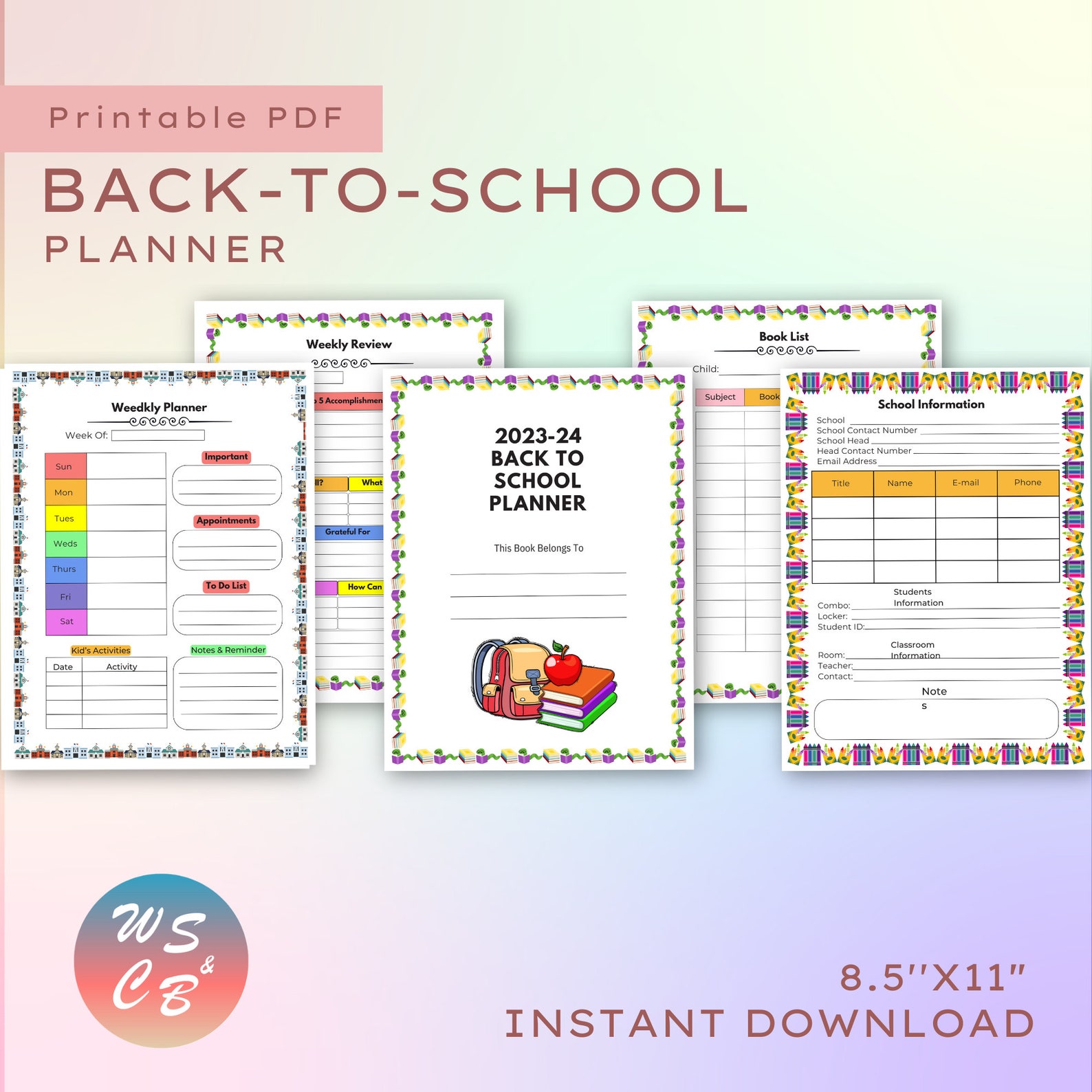 Back to School Planner Pages Back to School Planner Pdf Printable ...