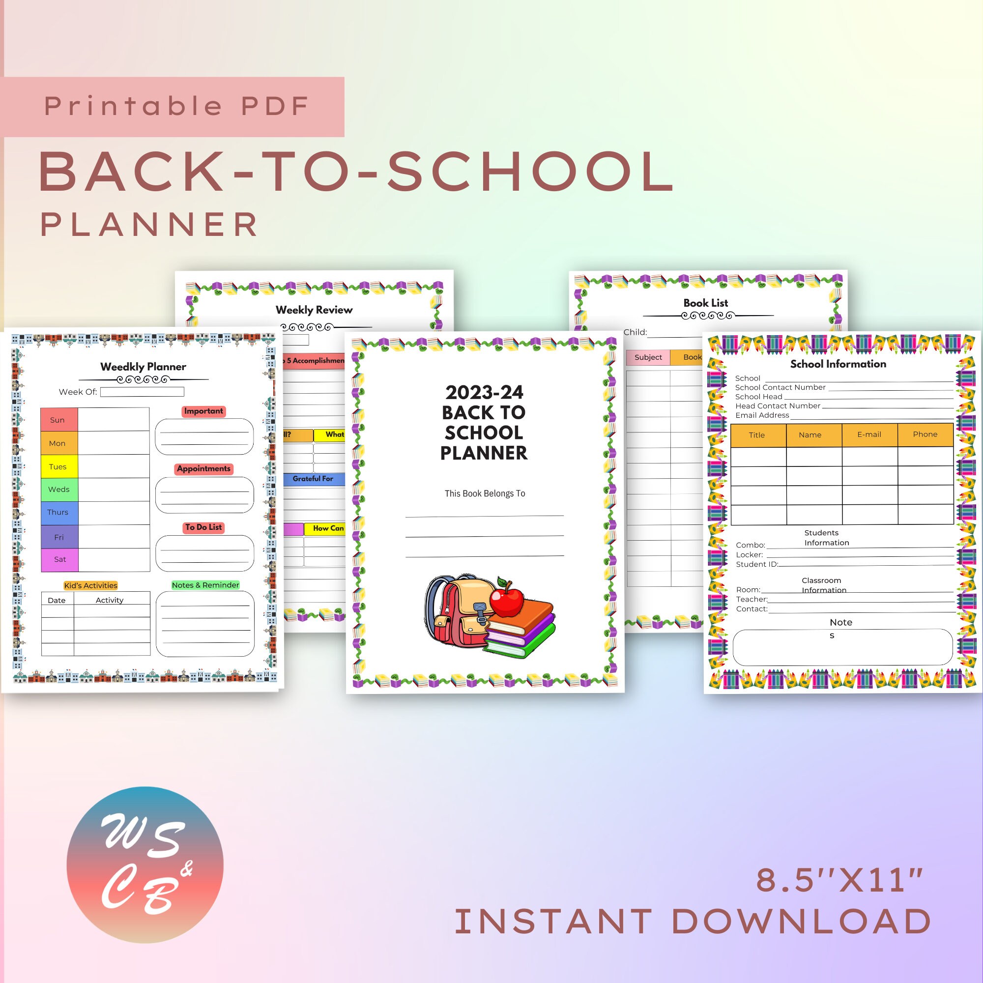 Back to School Planner Pages Back to School Planner Pdf Printable ...