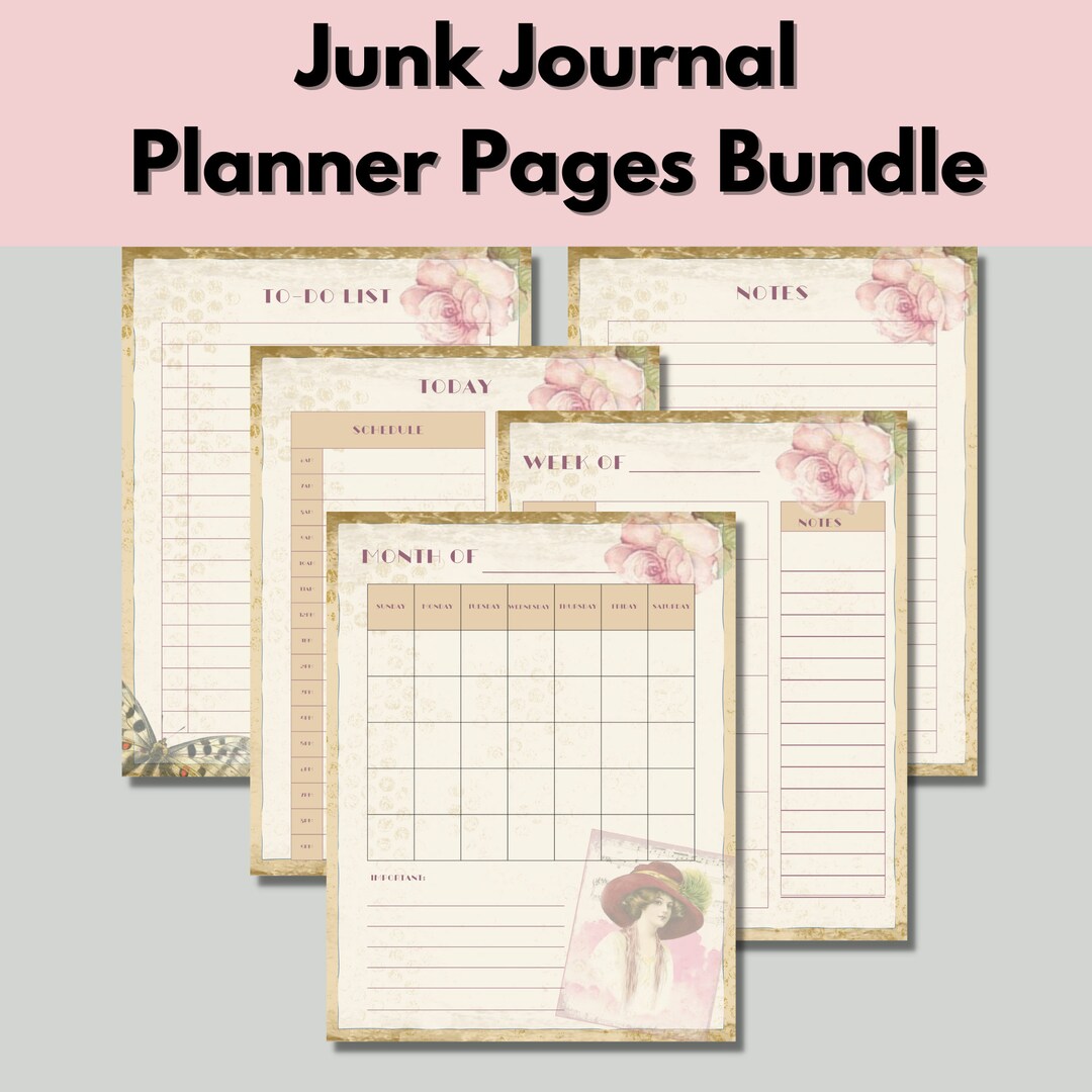 Junk Journal Planner Bundle- Junk Journal Monthly Planner - Junk ...