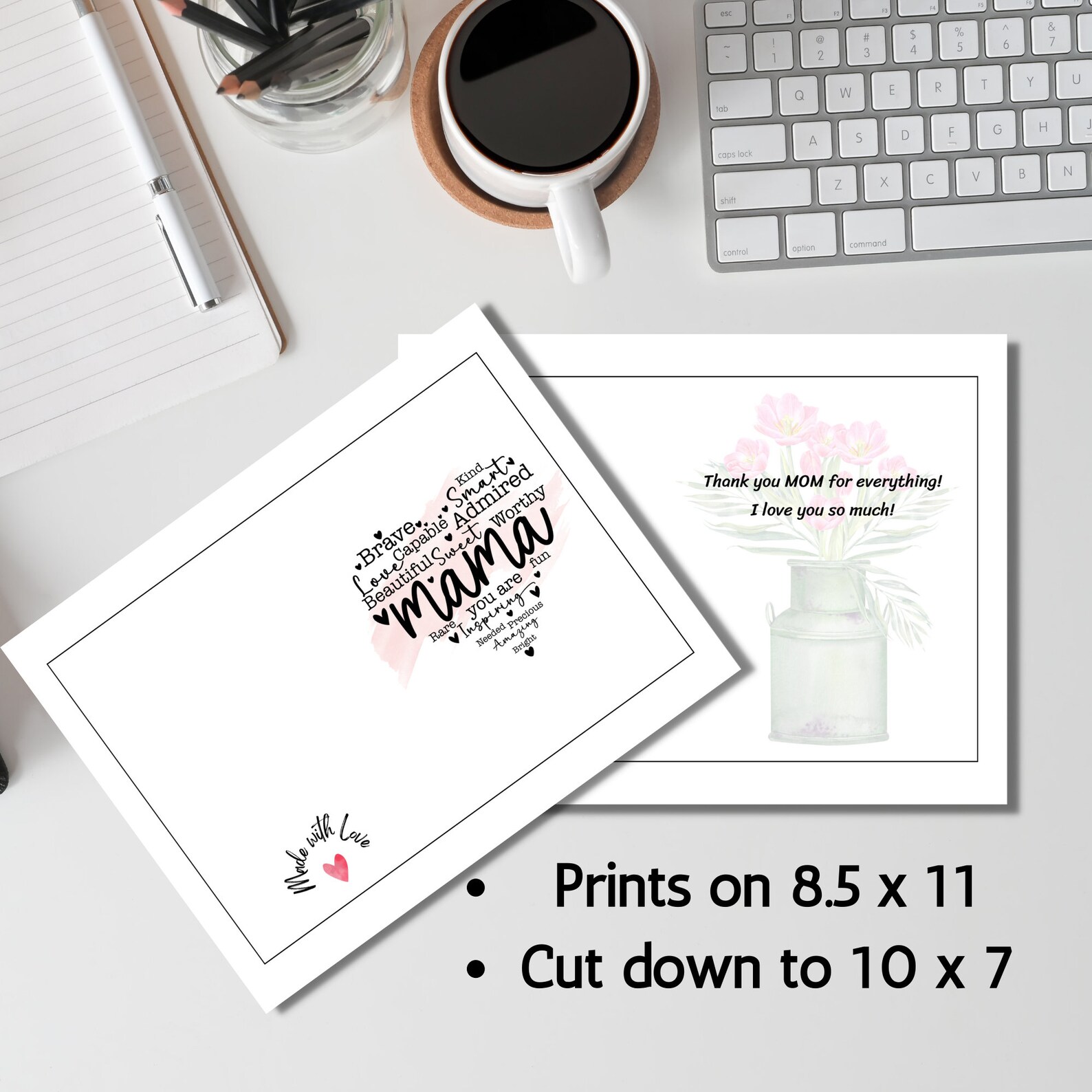 Heart Mother's Day Card - Printable Mother's Day Card - Word Art Mother ...