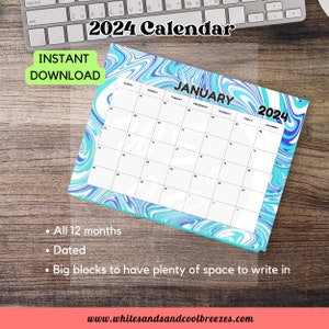 2024 Calendar Printable Year Colorful 2024 Wall Calendar 2024 Calendar ...