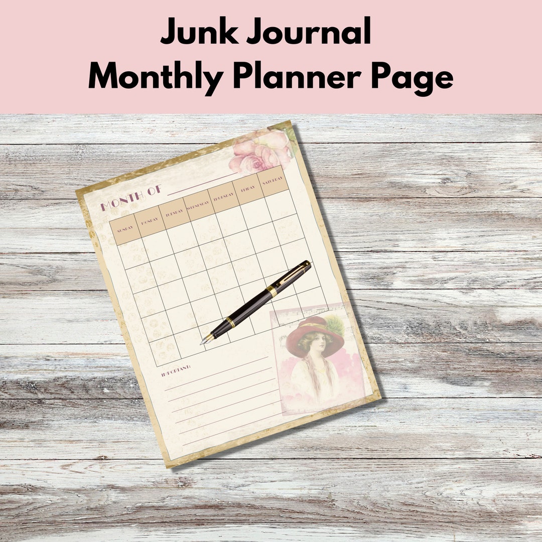 Junk Journal Monthly Planner - Junk Journal Planner Printable - Undated ...