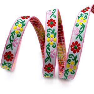 10mm Spring Flower Ribbon, Embroidered Ribbon, 3/8 Wide Ribbon ...