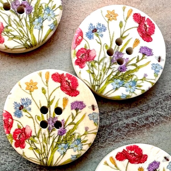 Large Floral Buttons - Etsy