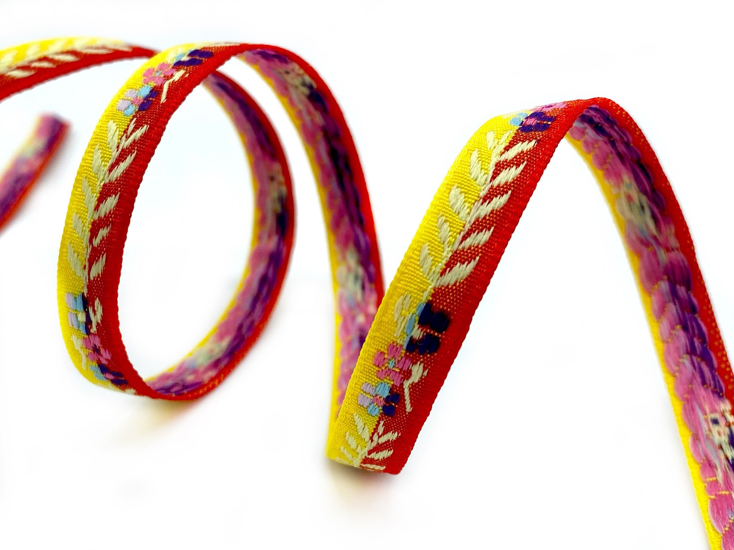 10mm Two Tone Orange and Yellow Flower Ribbon Embroidered - Etsy