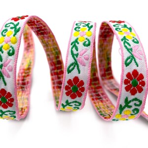 10mm Spring Flower Ribbon, Embroidered Ribbon, 3/8” Wide Ribbon ...