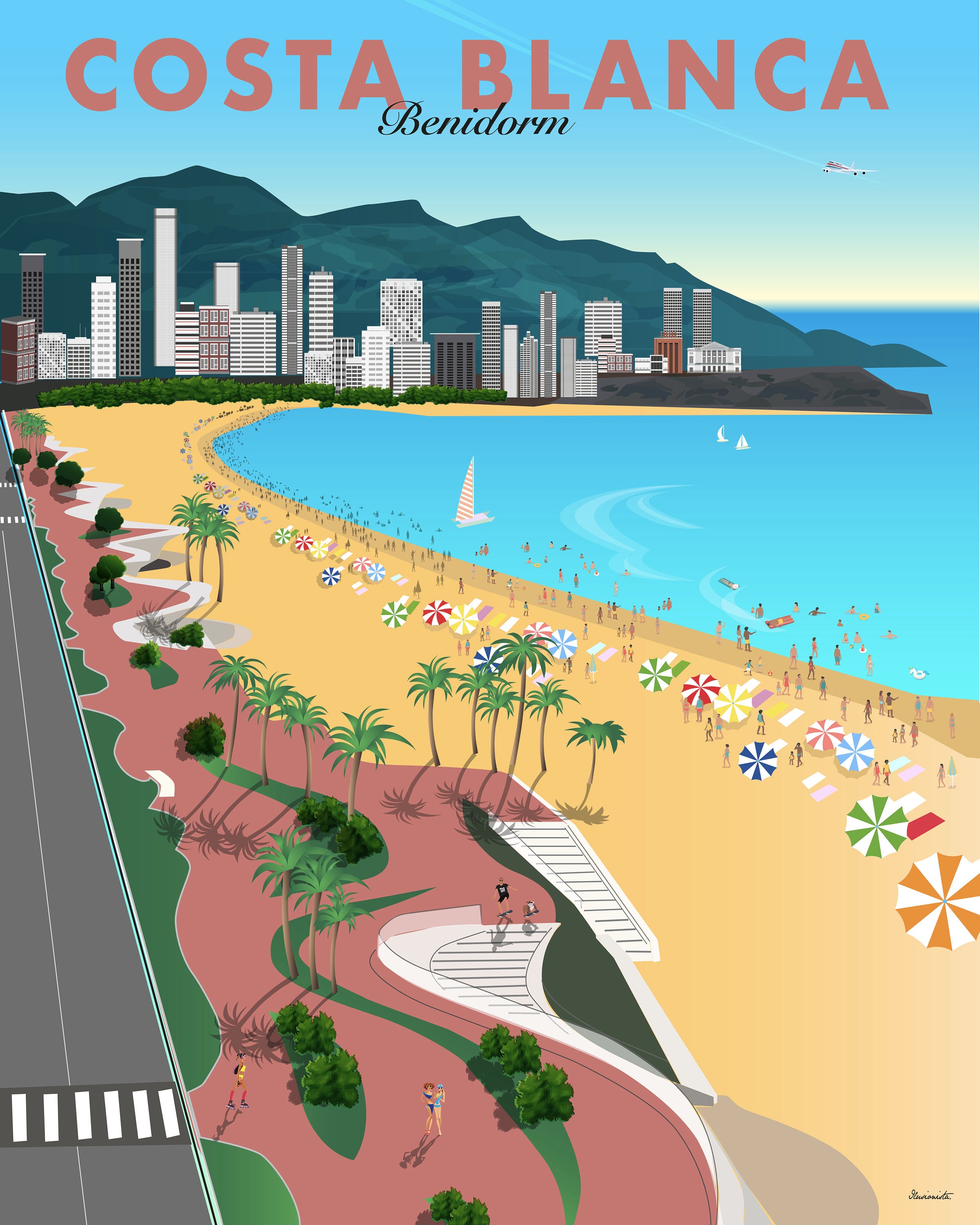 LAMINA BENIDORM / Illustration Alicante / Benidorm / Valencian - Etsy