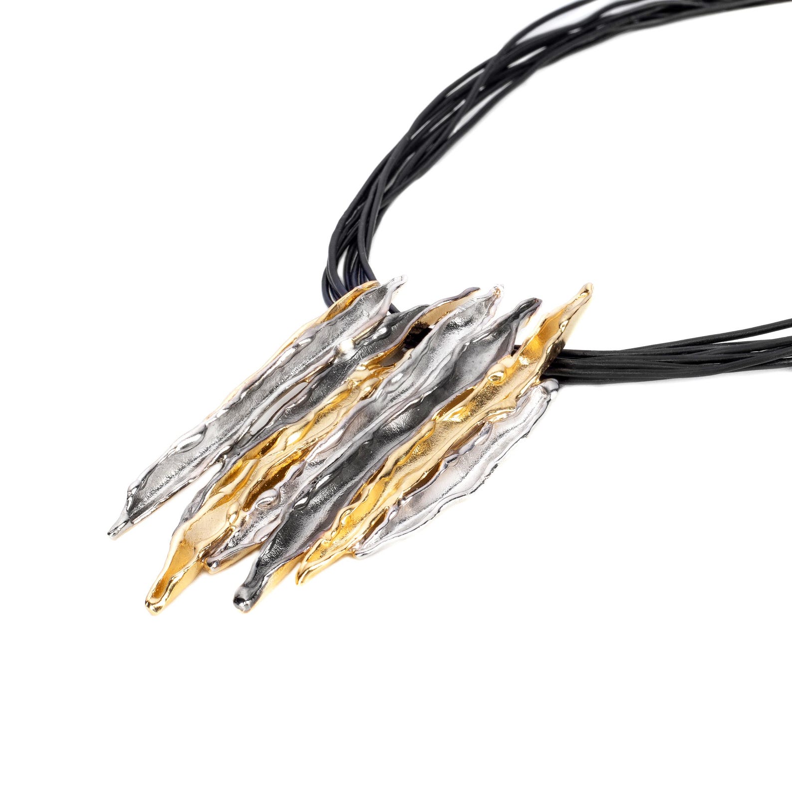 Gold Silver Black Designer Statement Necklace • Elegant Contemporary ...