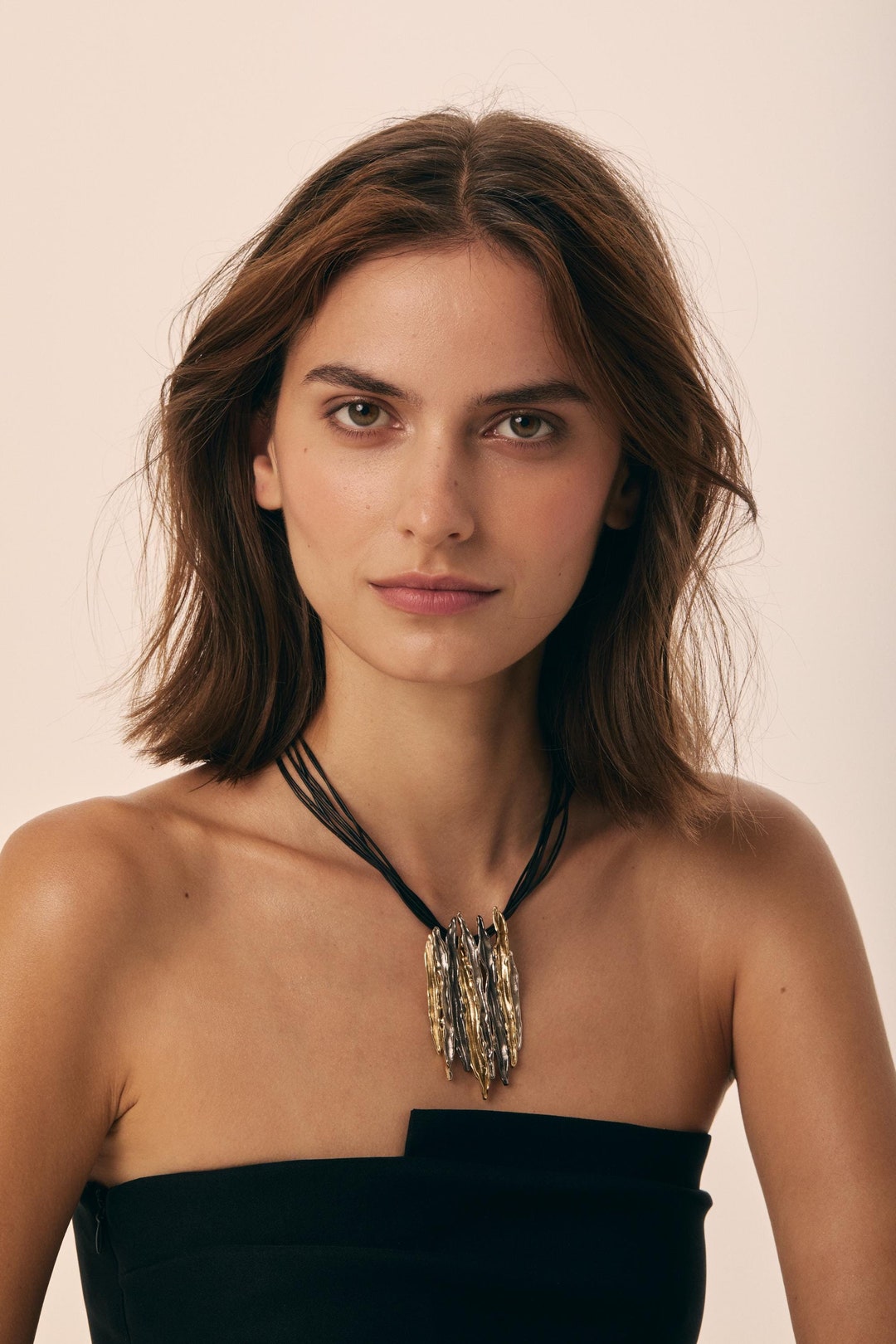 Gold Silver Black Designer Statement Necklace • Elegant Contemporary ...