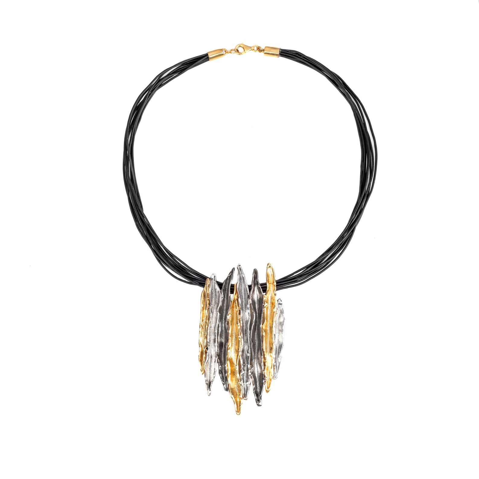 Gold Silver Black Designer Statement Necklace • Elegant Contemporary ...