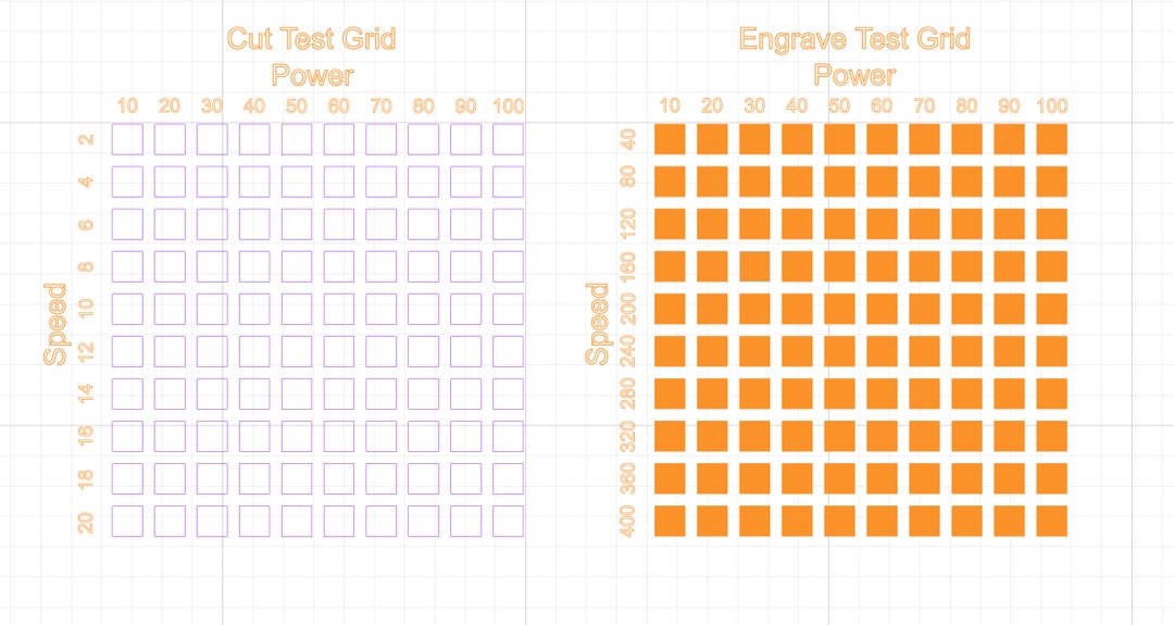 Test Grid (cut and Engrave) for Xtool Creative Suite - XCS File Instant ...