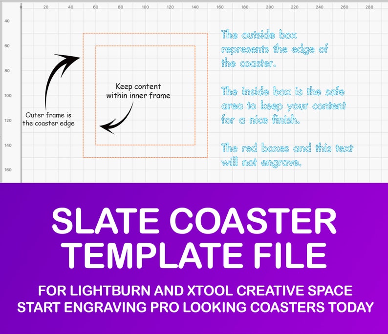 Slate Coaster Template File for Engraving - Xtool Creative Space and ...