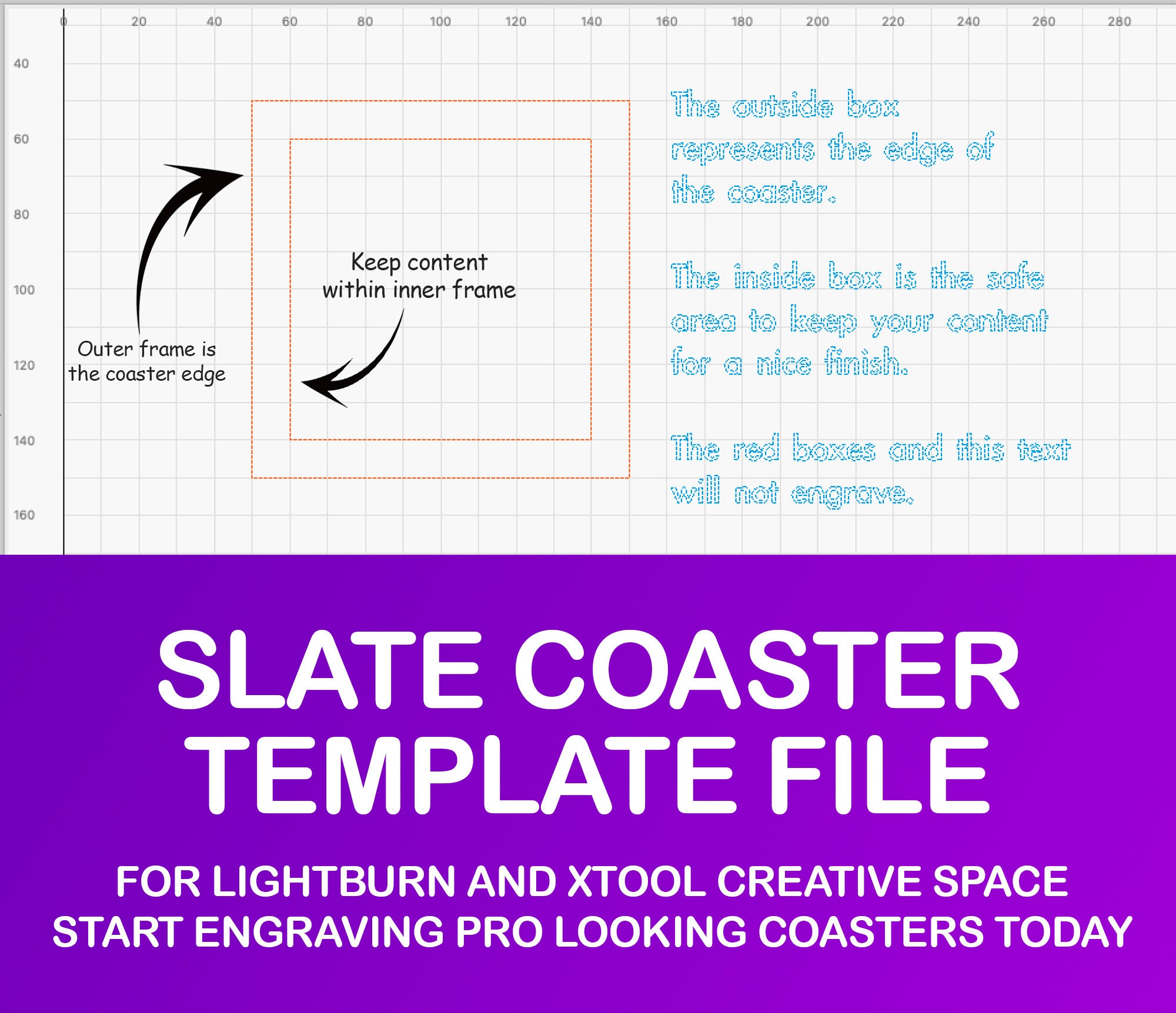 Slate Coaster Template File for Engraving - Xtool Creative Space and ...