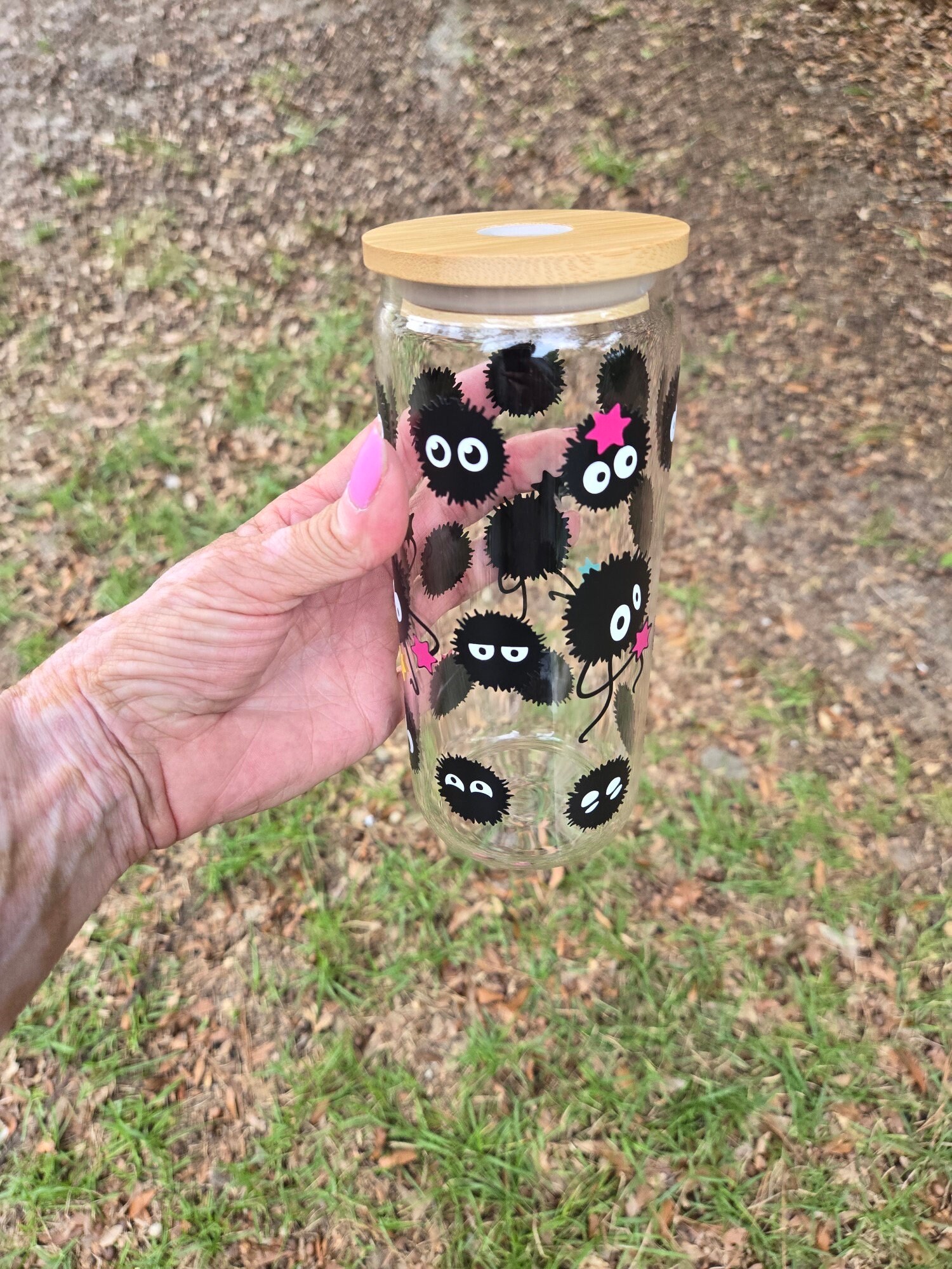 Soot Custom Sprites Beercan Glass With Lid and Straw Anime Sprites Cup ...