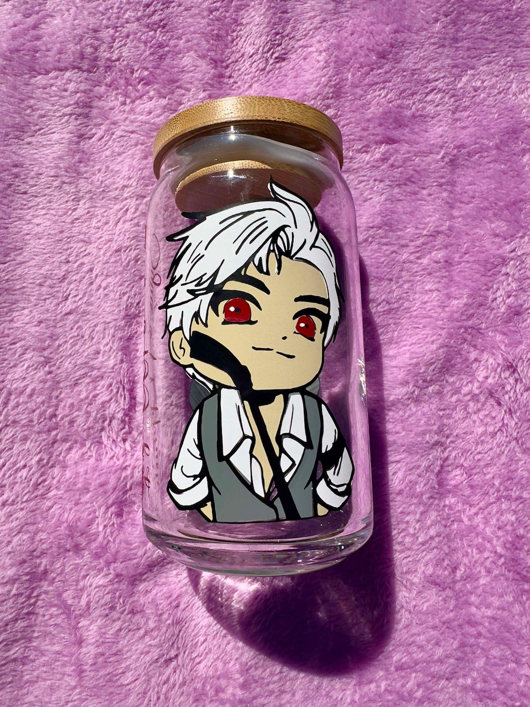 Custom Love Chibi Sylus & Mephisto Beercan Glass With Lid and Straw ...