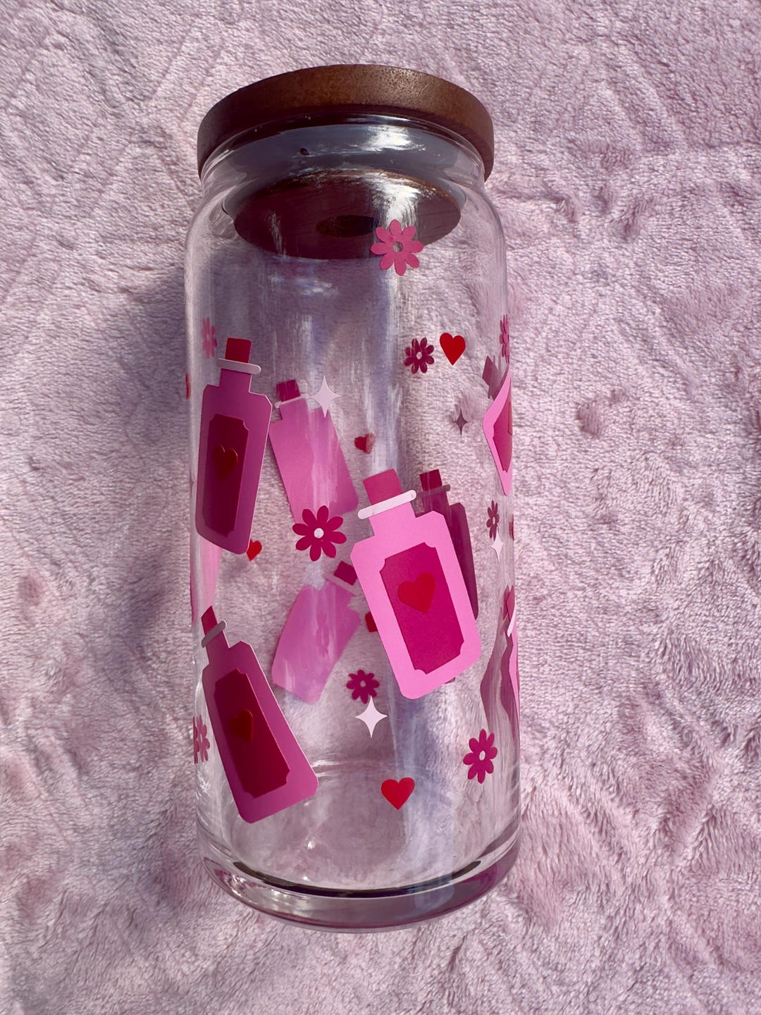 Valentines Romance Love Potion Bottles Beercan Glass With Lid and Straw ...