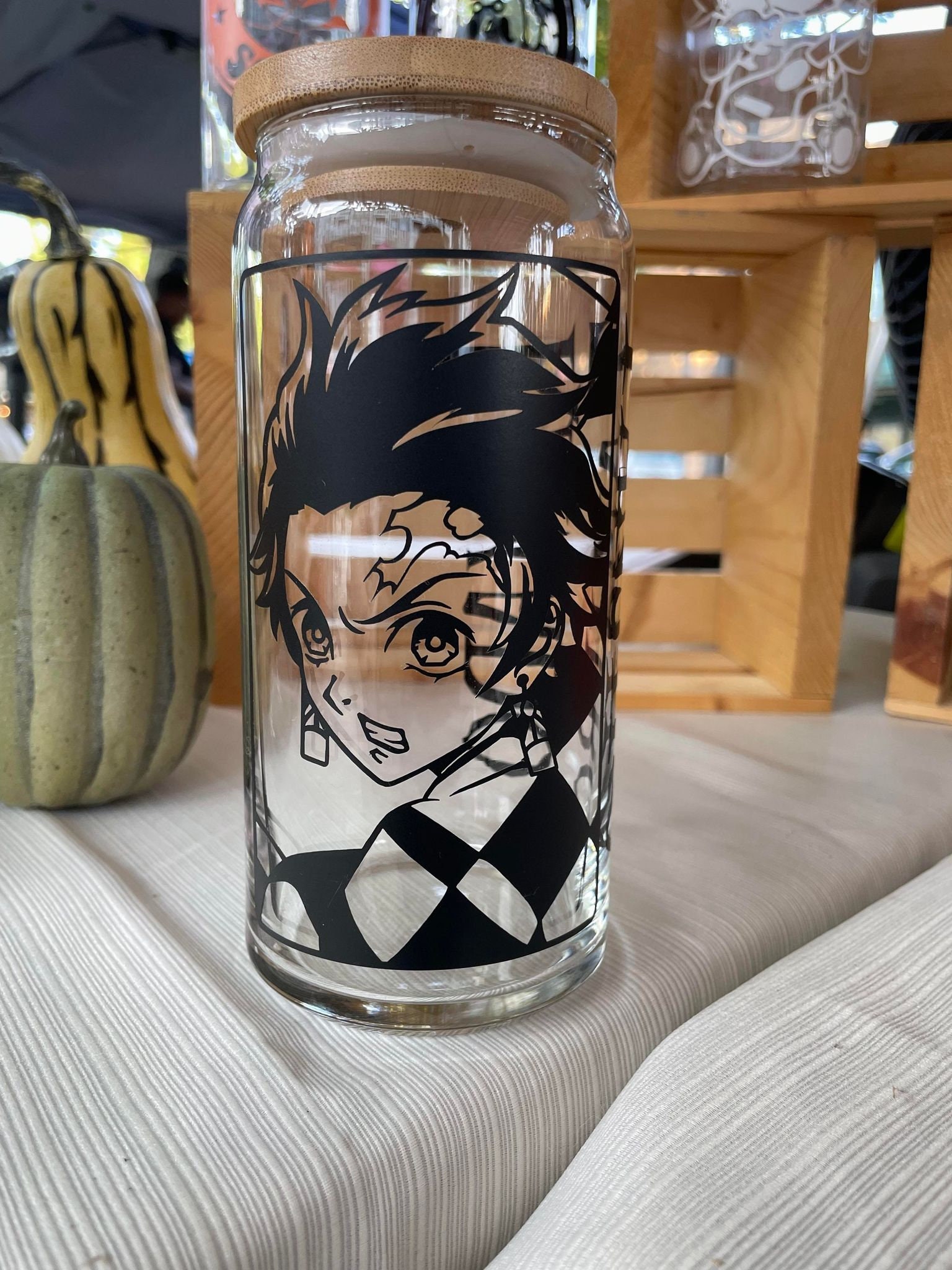 Custom Slayer Anime Demon Beercan Glass With Lid and Straw Anime Demon ...