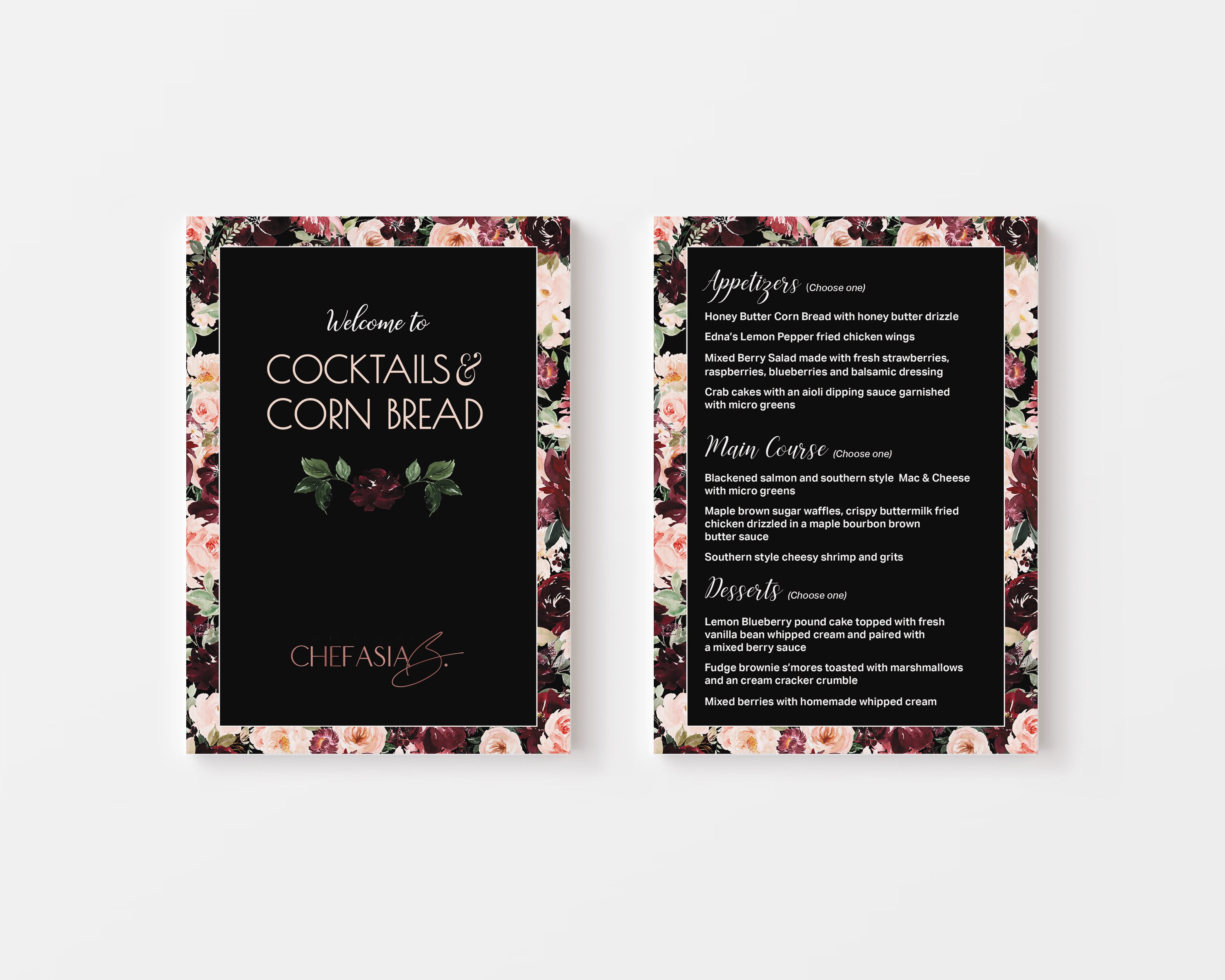 Custom Floral Menu Design 5x7 Front and Back - Etsy