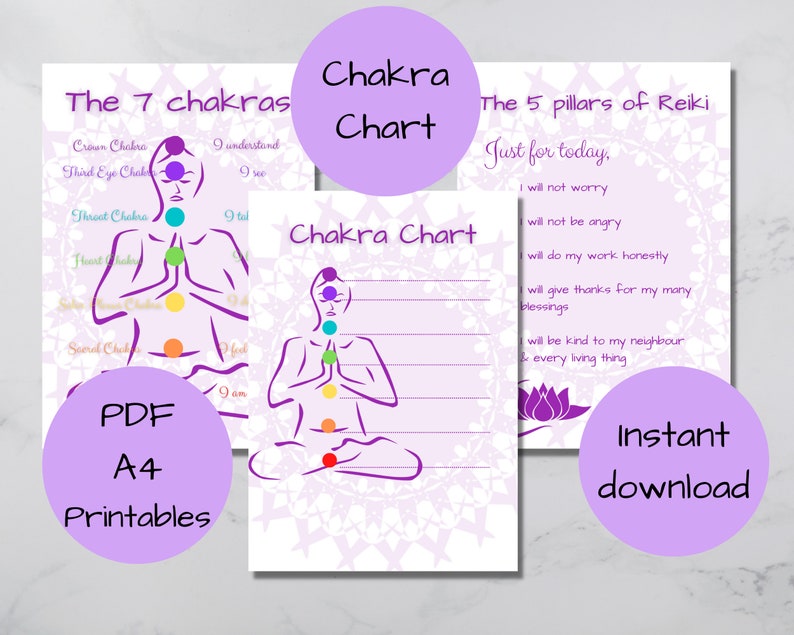 Reiki Usui Practitioner Pack Reiki Symbols Chakra 5 Principles Consent ...