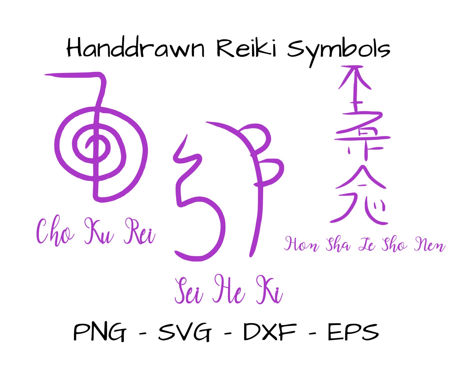 Purple Reiki Usui Symbols ~ Hand Drawn in 4 Files ~ Png ~ Svg ~ Dxf ...