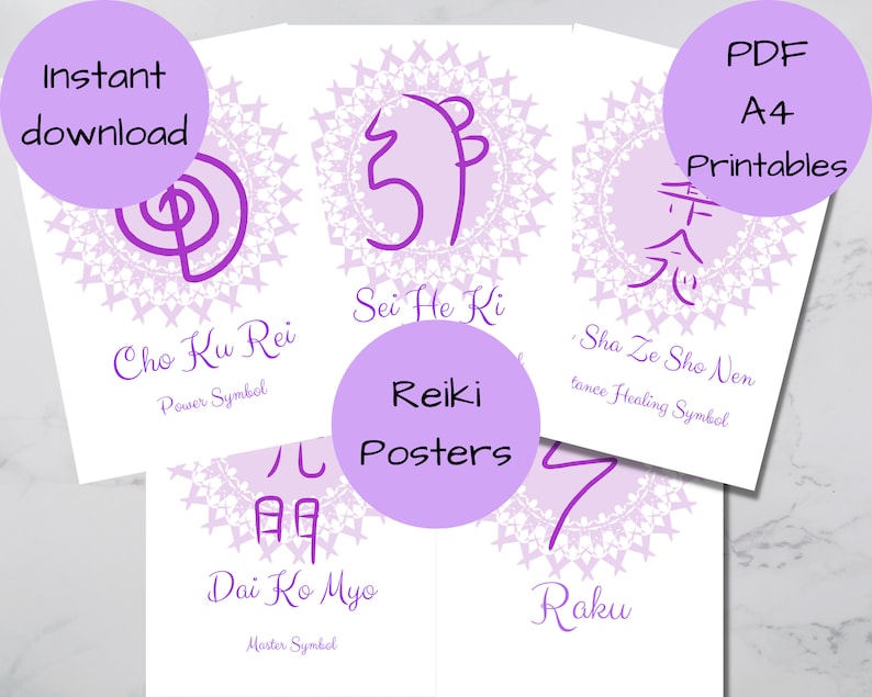 Reiki Usui Practitioner Pack Reiki Symbols Chakra 5 Principles Consent ...