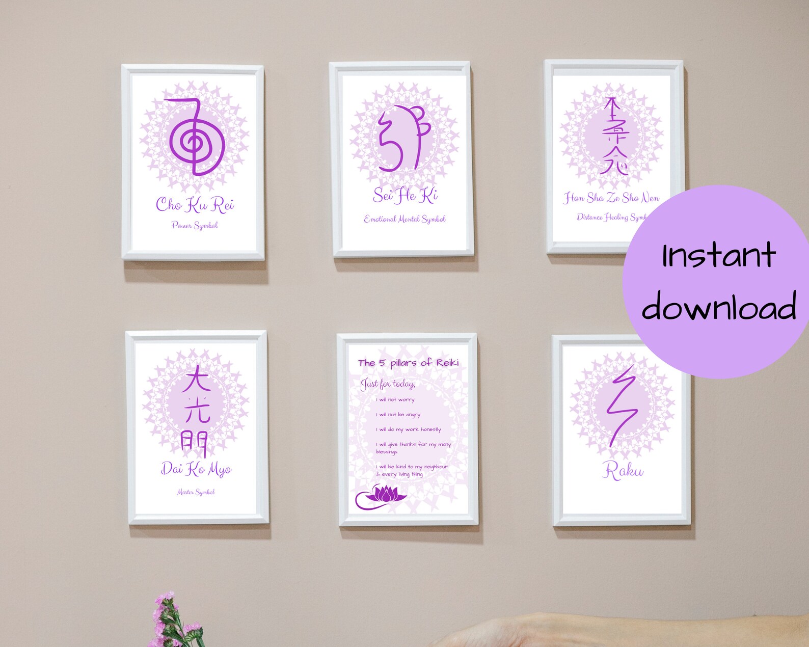 Reiki Usui Practitioner Pack Reiki Symbols Chakra 5 Principles Consent ...