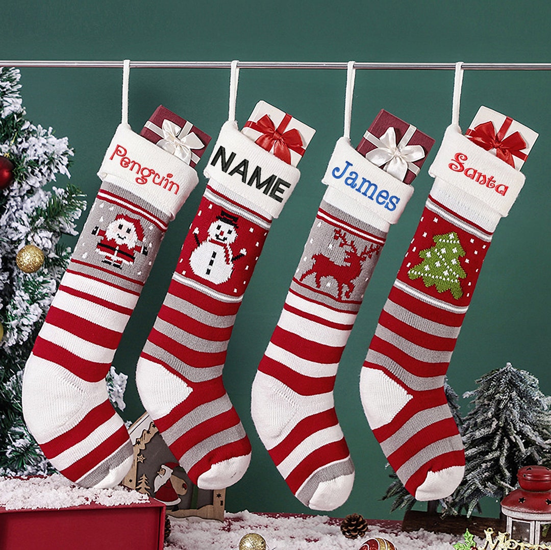 Personalized Knitted Christmas Stockings Family Stockings With Name ...