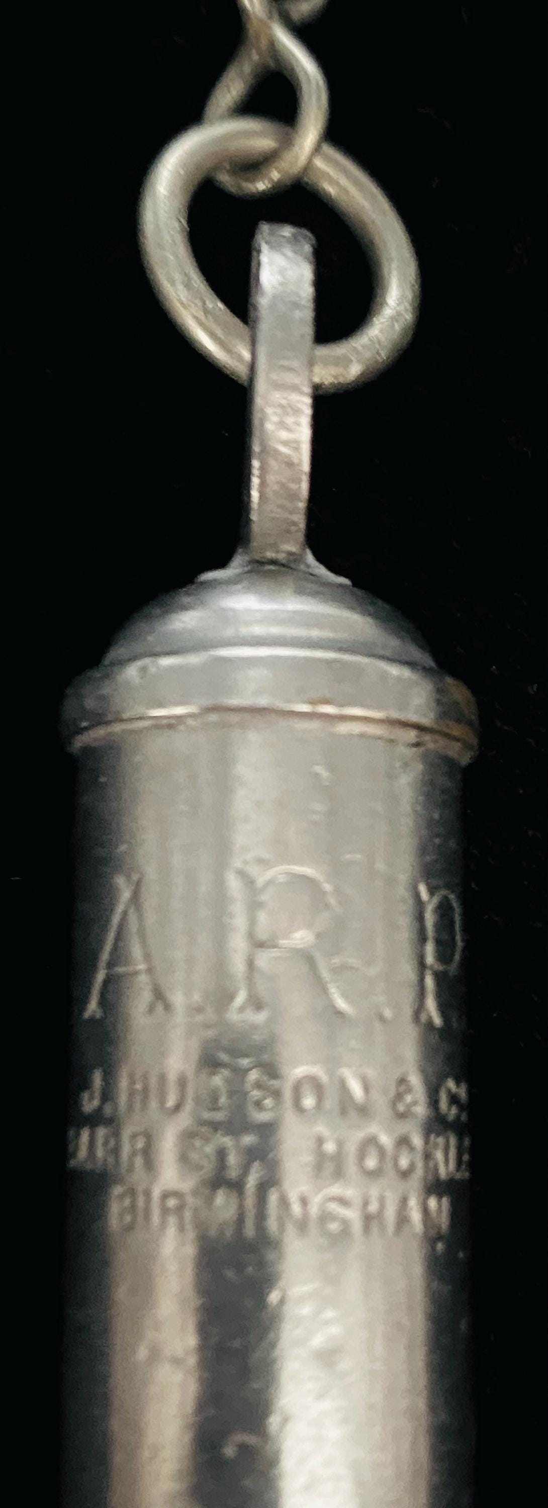 Vintage British A.r.p. Air Raid Police Whistle by J Hudson & Co ...