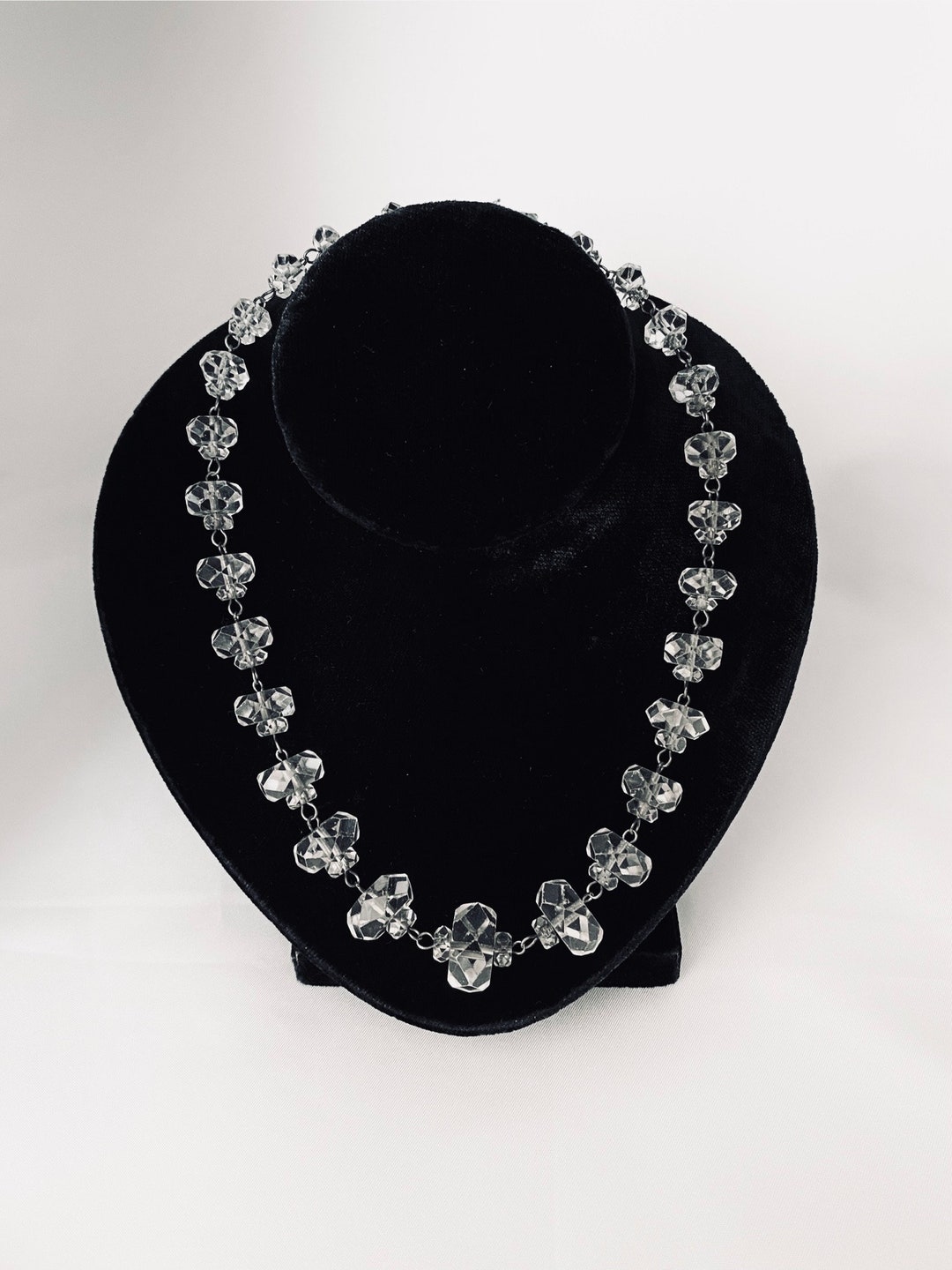 Antique Art Deco Sterling Silver Rock Crystal Drop Necklace - Etsy