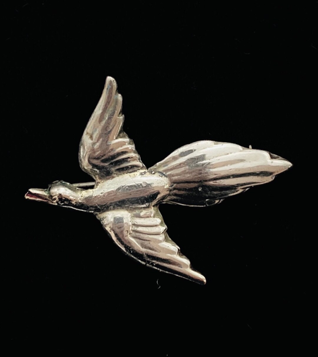 Antique Sterling Silver Flying Duck Brooch - Etsy