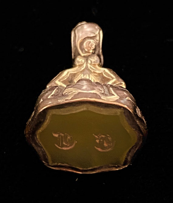 Antique Georgian Pinchbeck Jade Initials ‘D D’ Seal P… - Gem