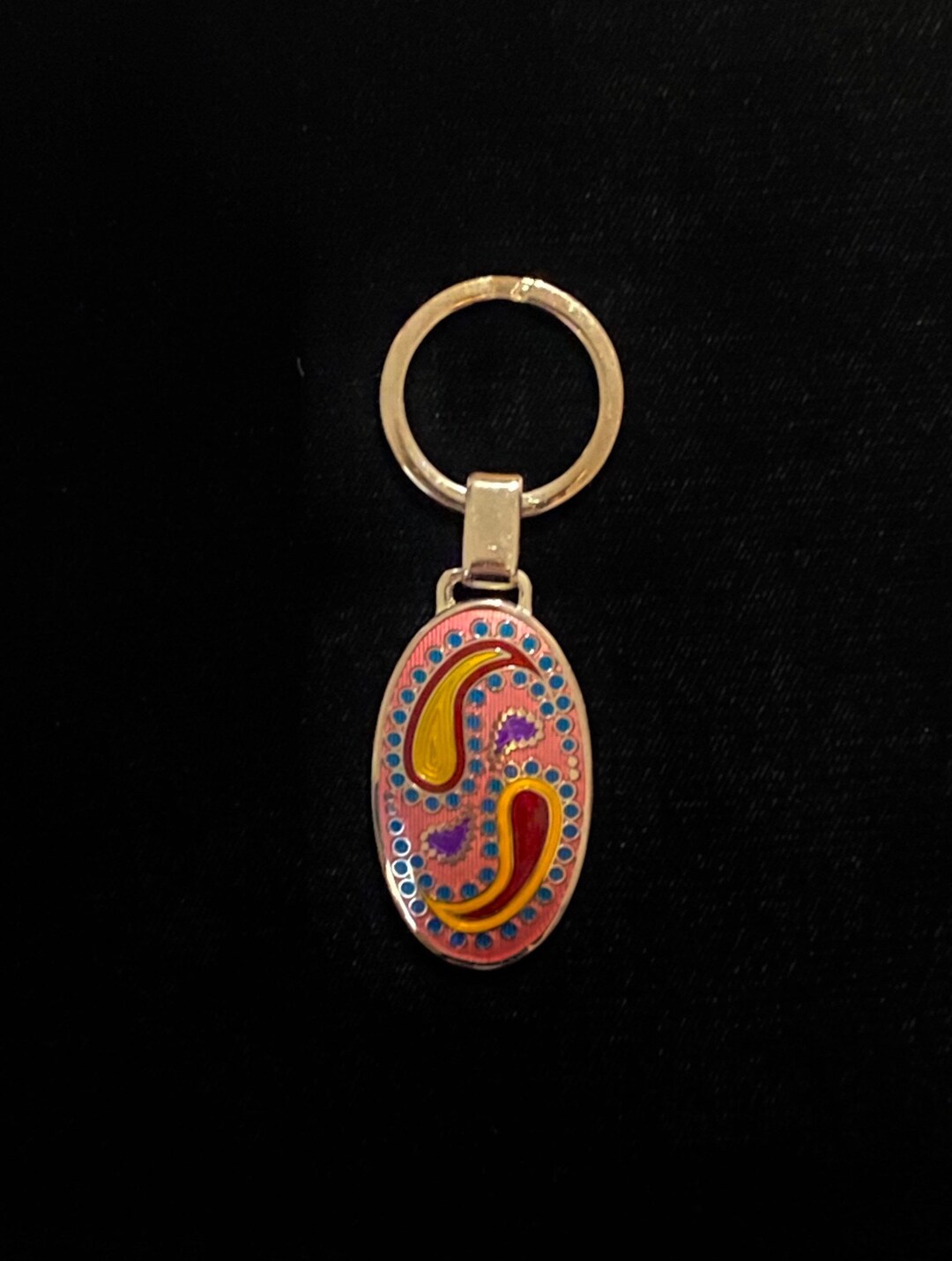 Vintage Chrome Paisley Style Multi Coloured Enamel Key Ring - Etsy