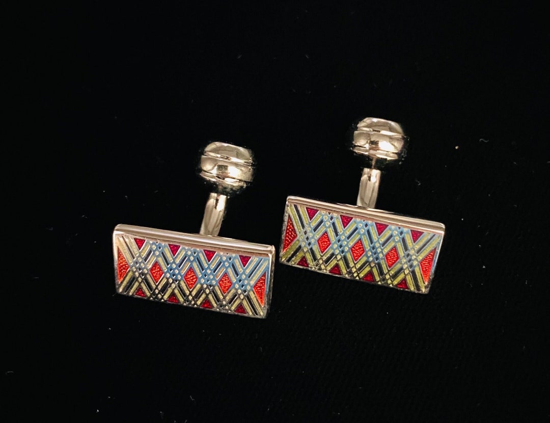 Vintage Art Deco Style Signed Duchamp London Crisscross Red Enamel ...