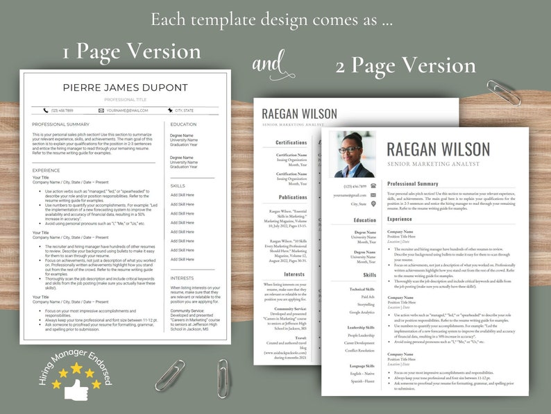 Resume Combo Bundle Resume Template Word Resume Template - Etsy