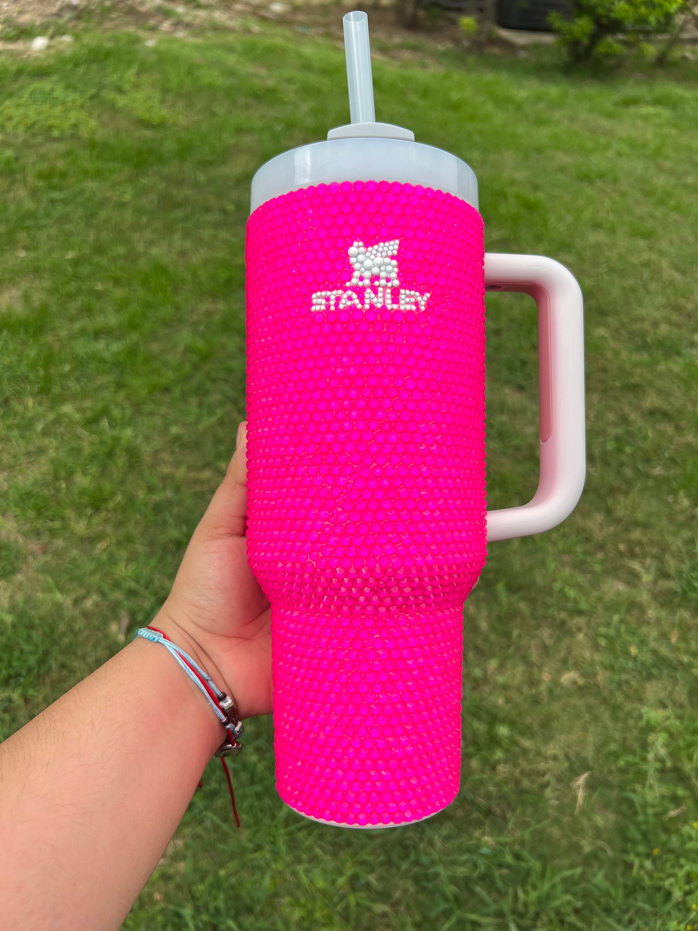 Full Bling Stanley 40oz With JEEP Logo and Neon Pink Glass - Etsy Australia